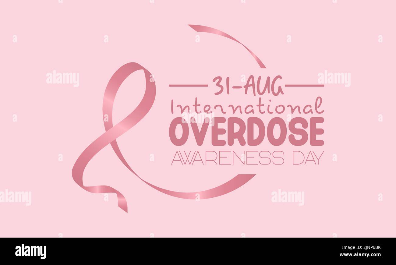 International overdose awareness day calligraphic banner design on pink ...
