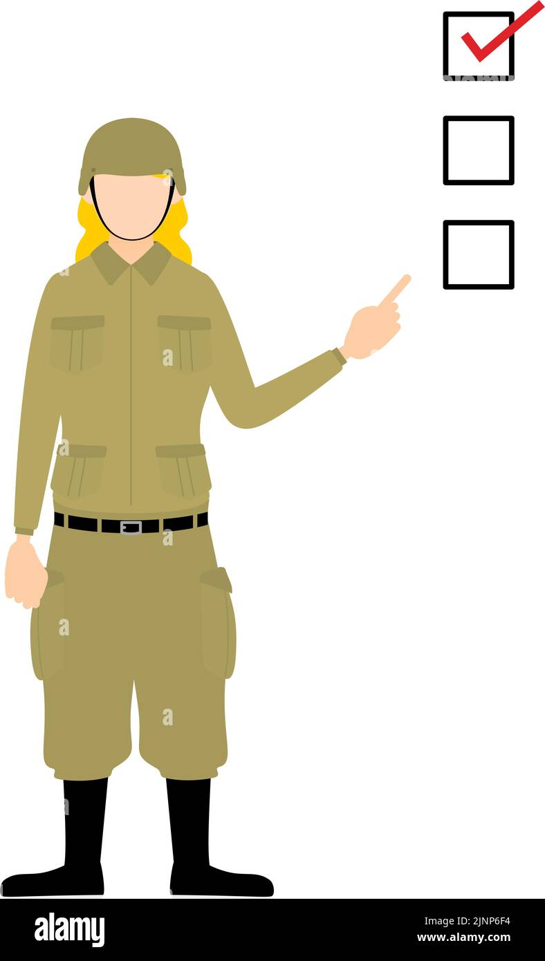Female Soldier Pose, Pointing to a checklist Stock Vector Image & Art ...
