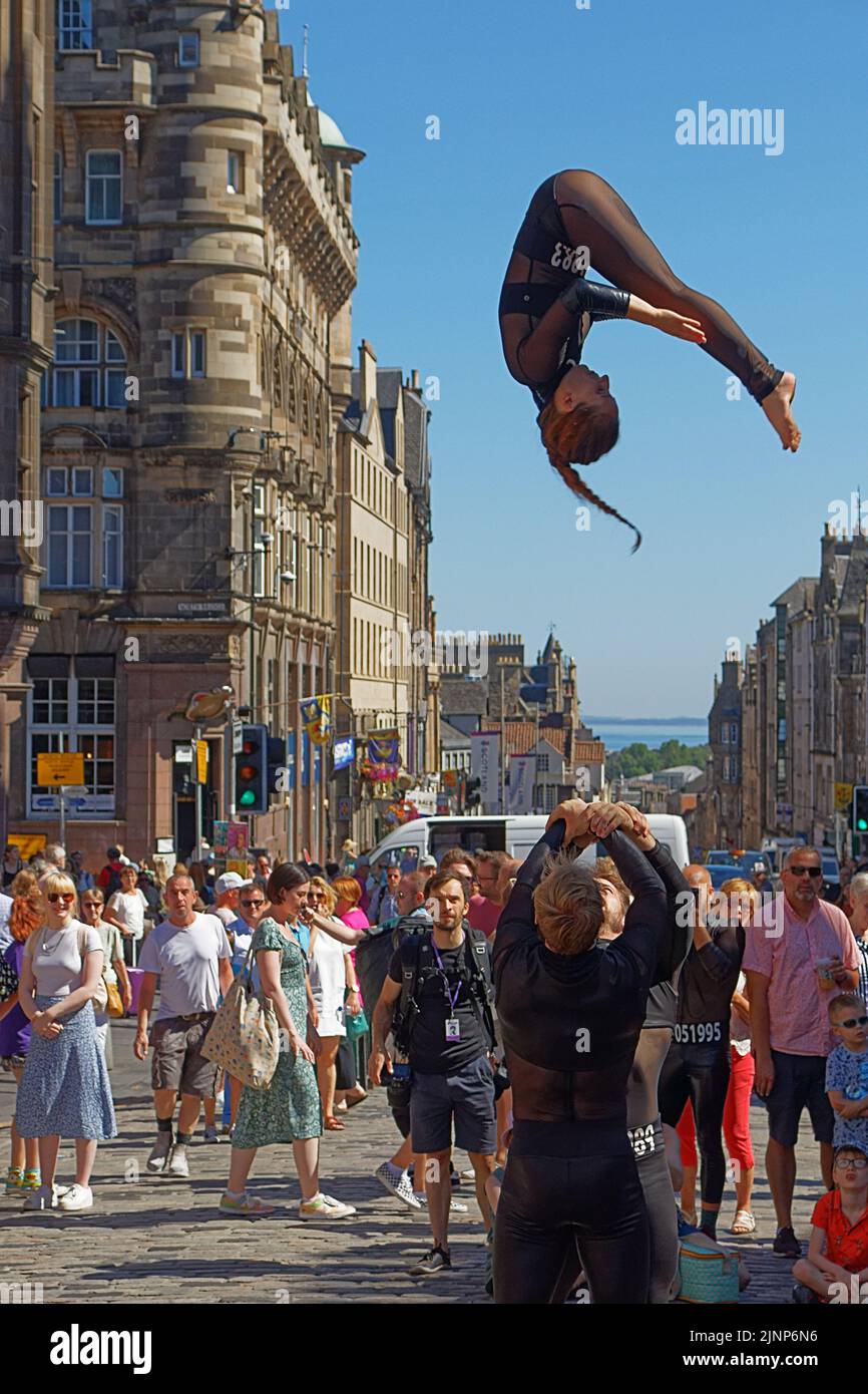 Edinburgh, Scotland, August 11, 2022 Festival Fringe in the Royal Mile ...