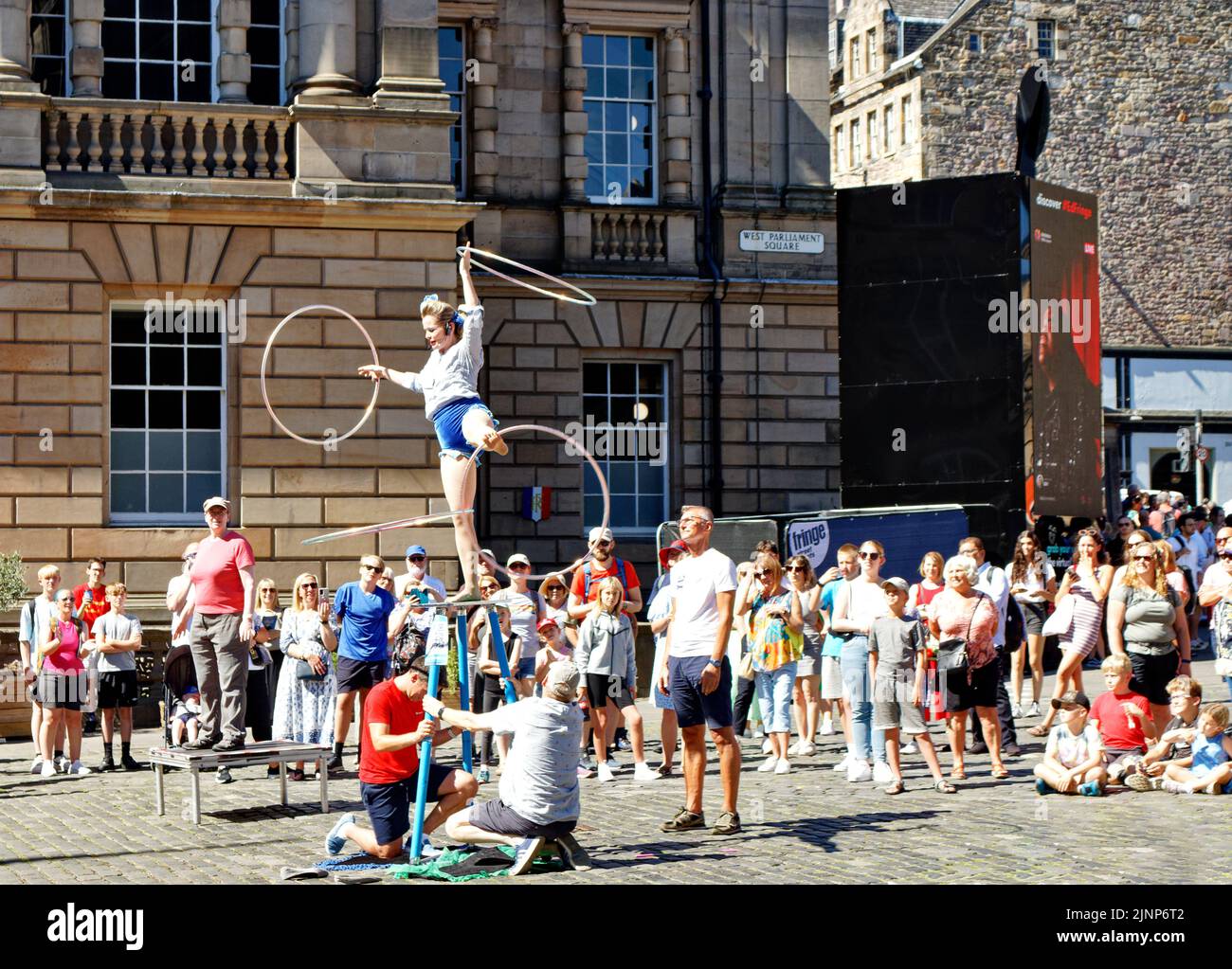 Edinburgh, Scotland, August 11, 2022 Festival Fringe young lady ...