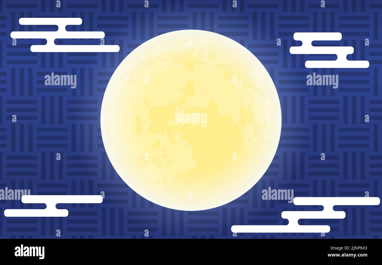 Japanese background with moon, moon, eh haze and three collapses Stock ...