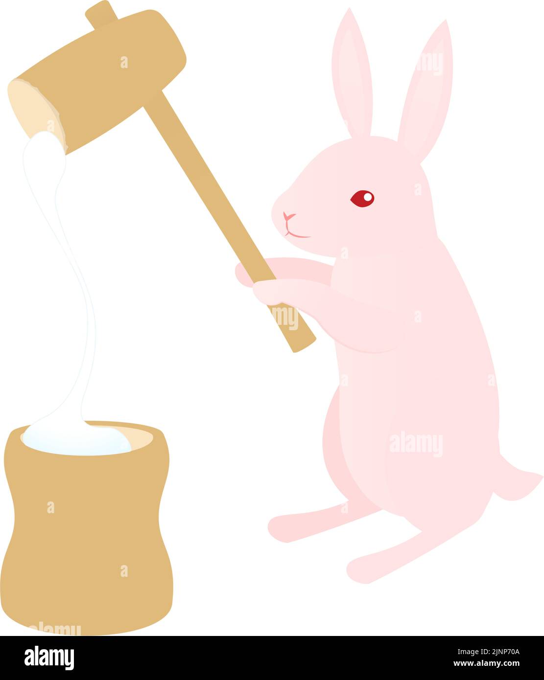 Rabbit using a pestle and mortar to make rice cakes; rice cakes that ...
