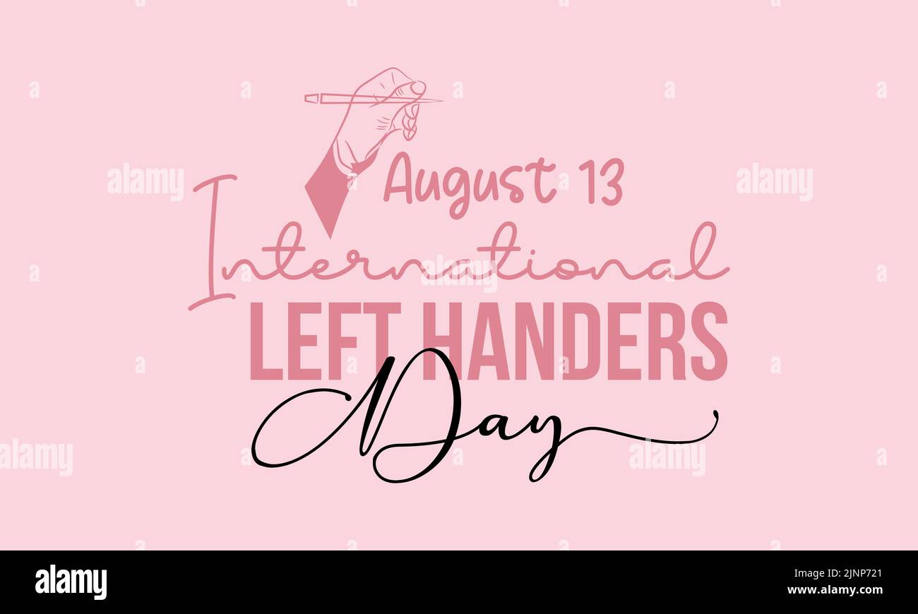 International Left handers Day calligraphic banner design on pink ...