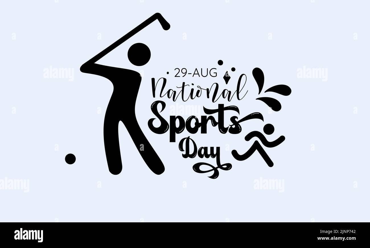National Sports Day calligraphic banner design on white background ...