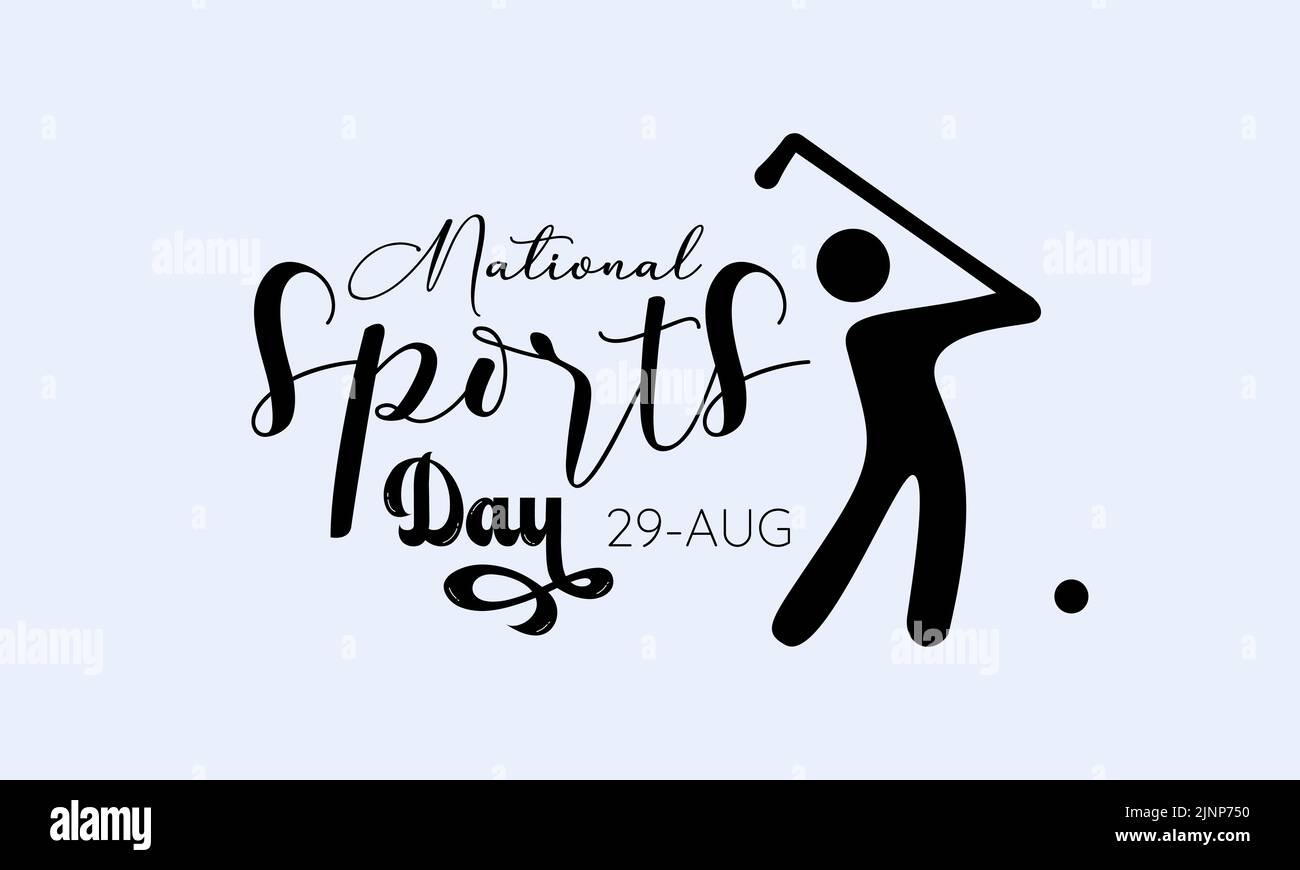 National Sports Day calligraphic banner design on white background ...