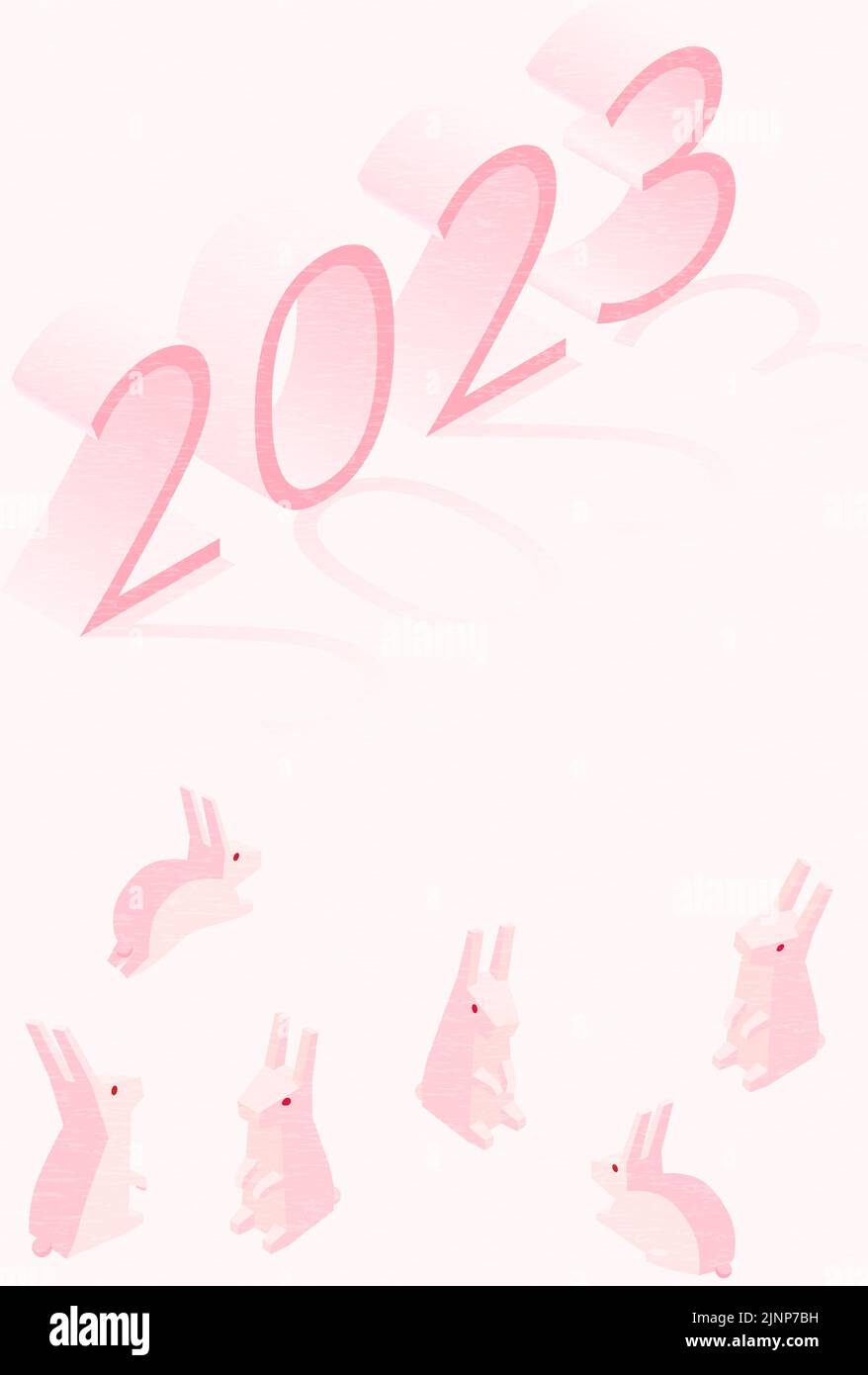 Year of the Rabbit 2023, rabbit family, Japanese isometric Stock Vector ...