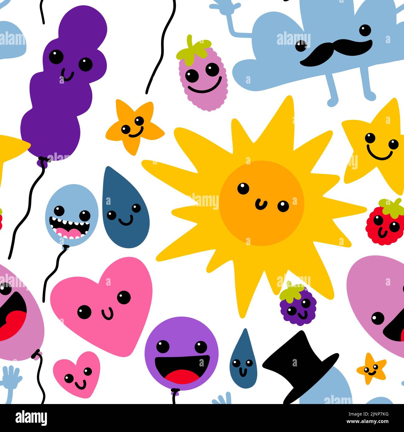 Cartoon seamless sun and clouds and balloons pattern for kids clothes ...