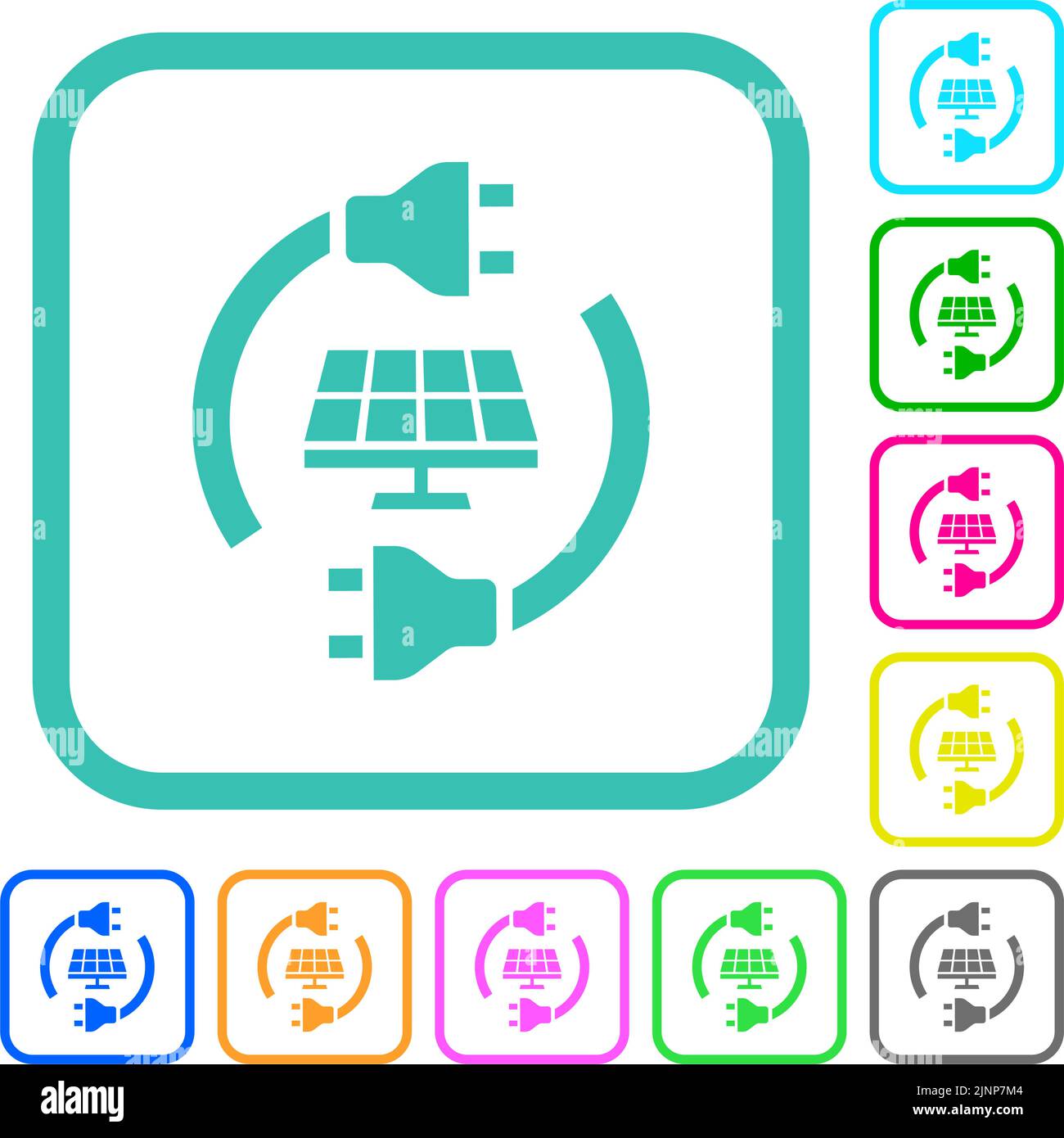 Solar energy vivid colored flat icons in curved borders on white ...