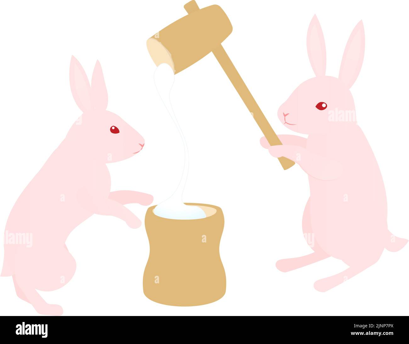 Rabbit using a pestle and mortar to make rice cakes; rice cakes that ...