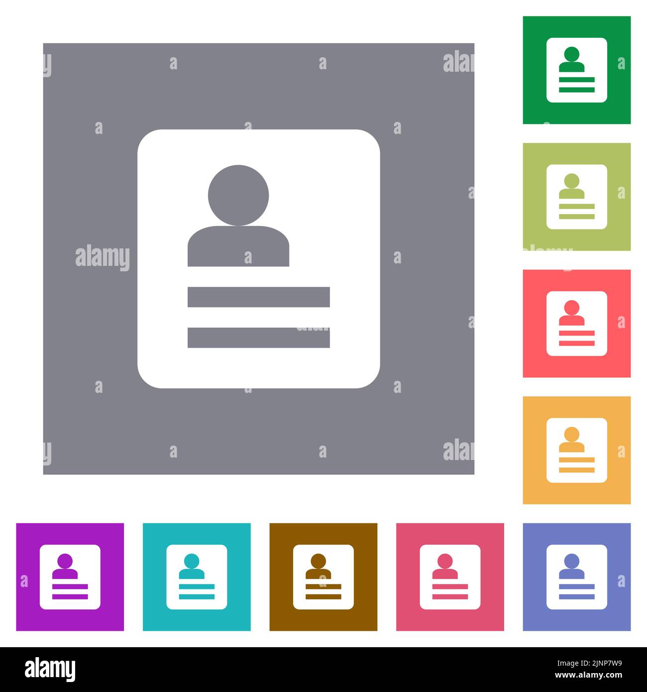 User profile solid flat icons on simple color square backgrounds Stock ...