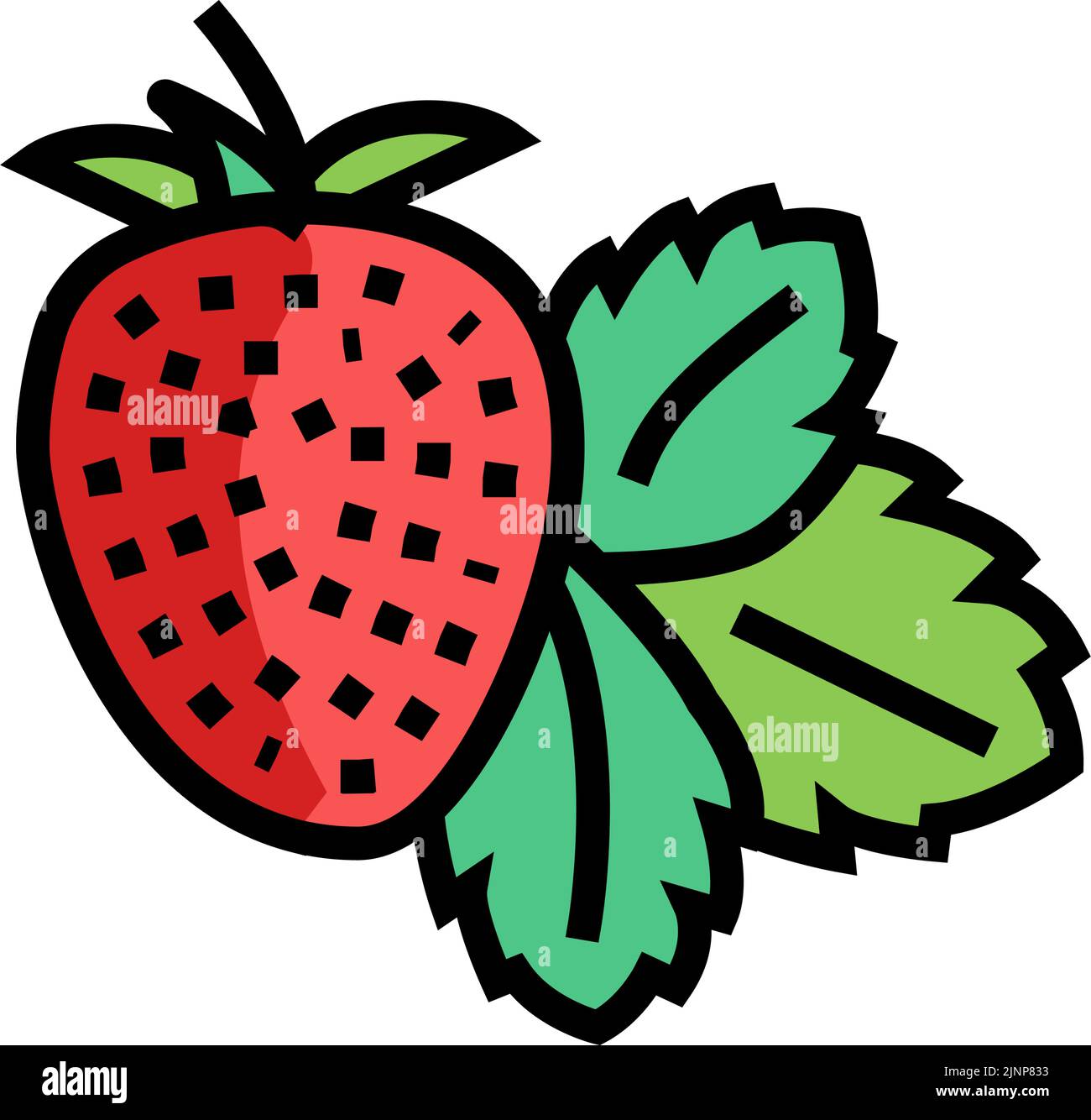 strawberry with leaf color icon vector illustration Stock Vector Image ...