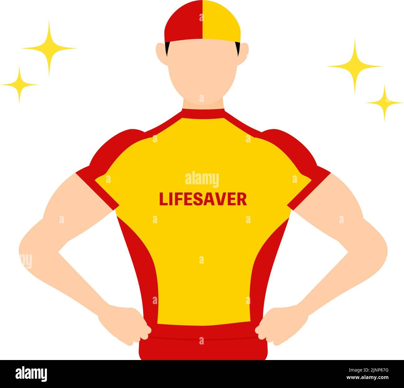 Male lifesavers in poses, Put your hands on your hips with your chest ...