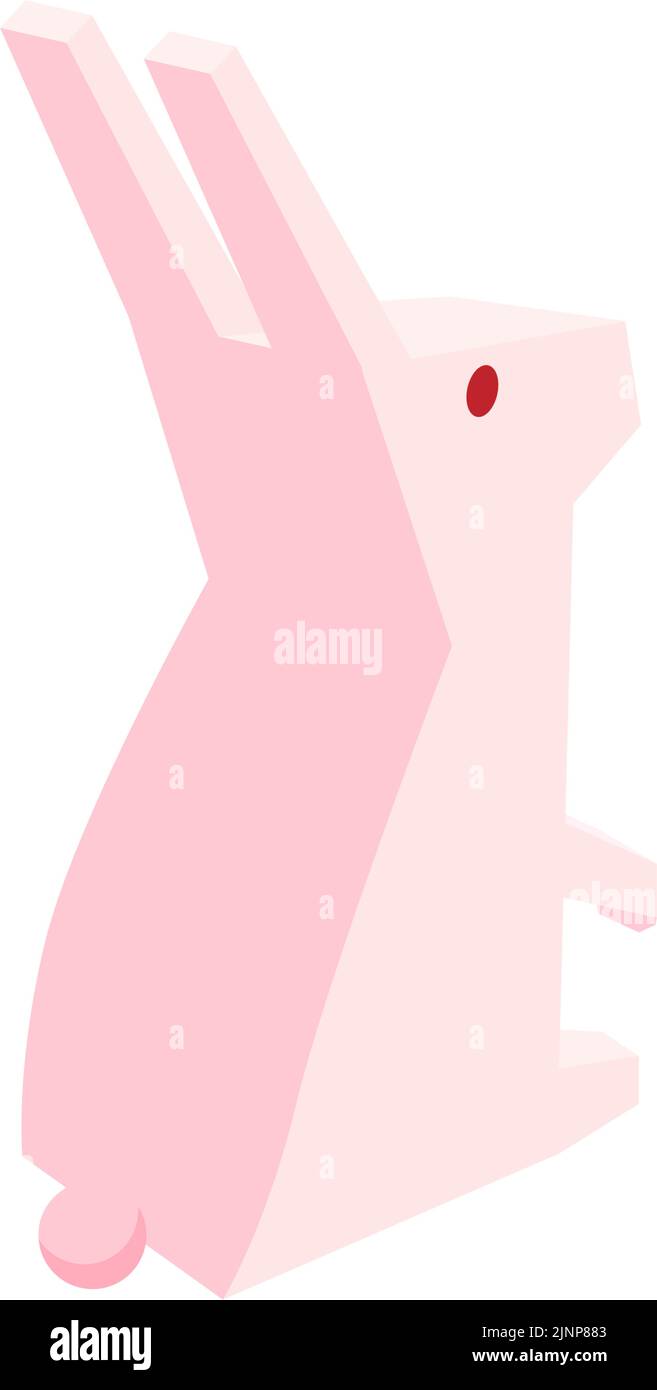 Back view of a seated rabbit, simple isometric illustration Stock ...