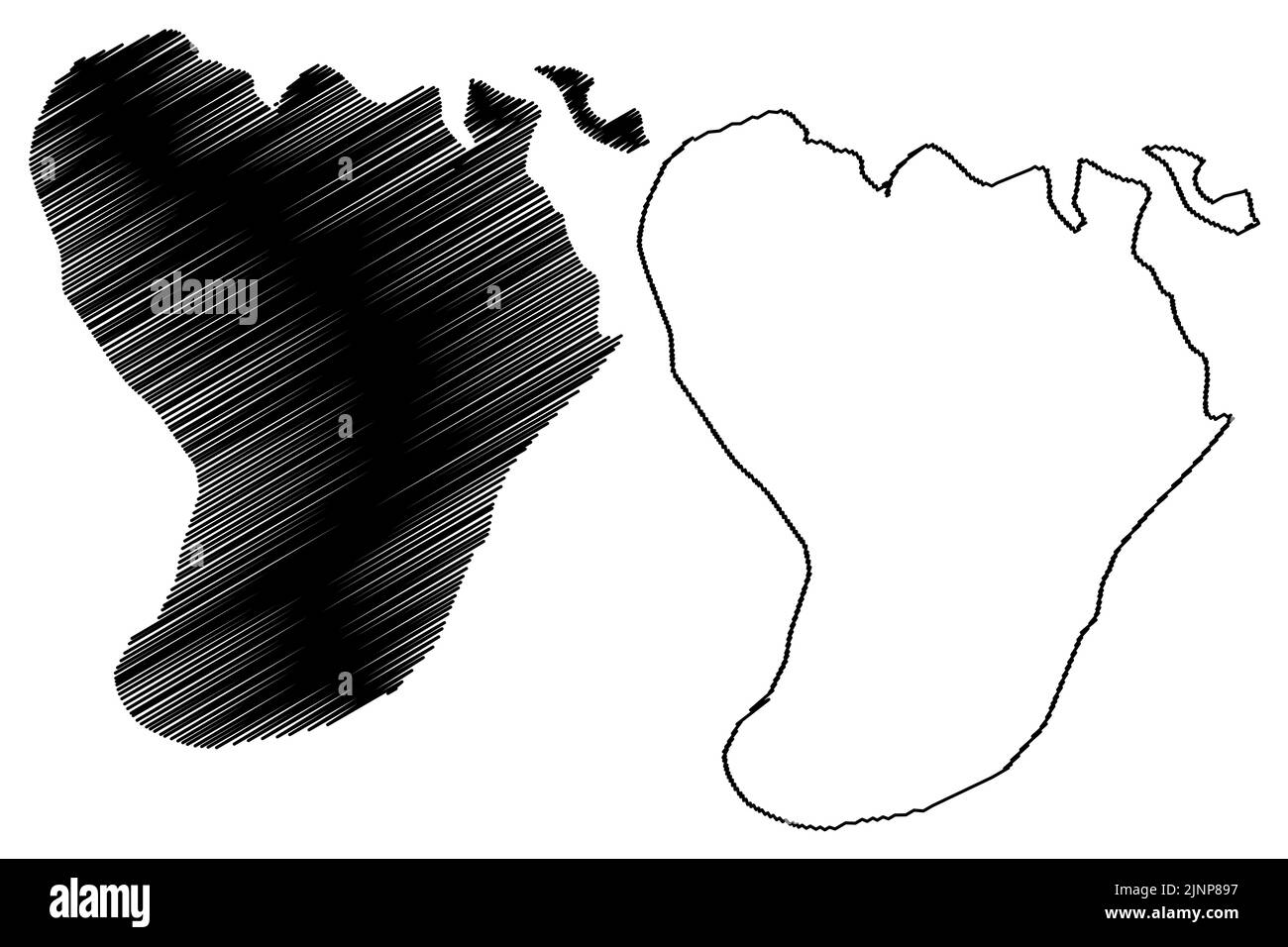 Manda island (Republic of Kenya, Indian Ocean) map vector illustration ...