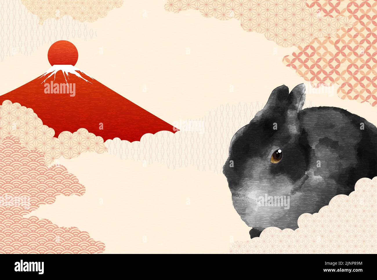 Japanese New Year card for the year of the Rabbit 2023, Japanese ...