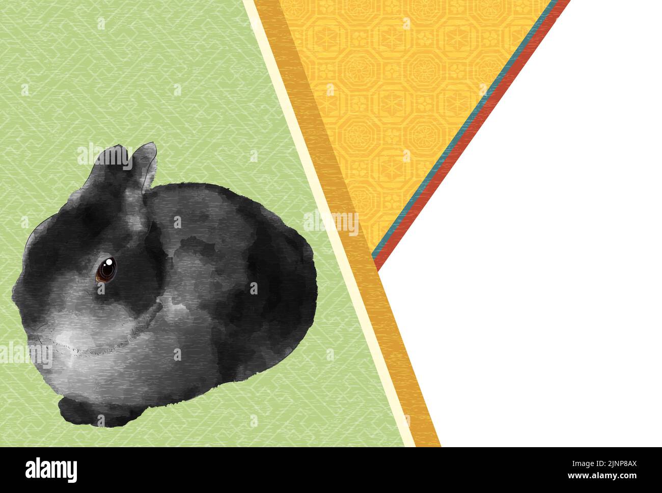 Japanese New Year card for the year of the Rabbit 2023, black rabbit ...