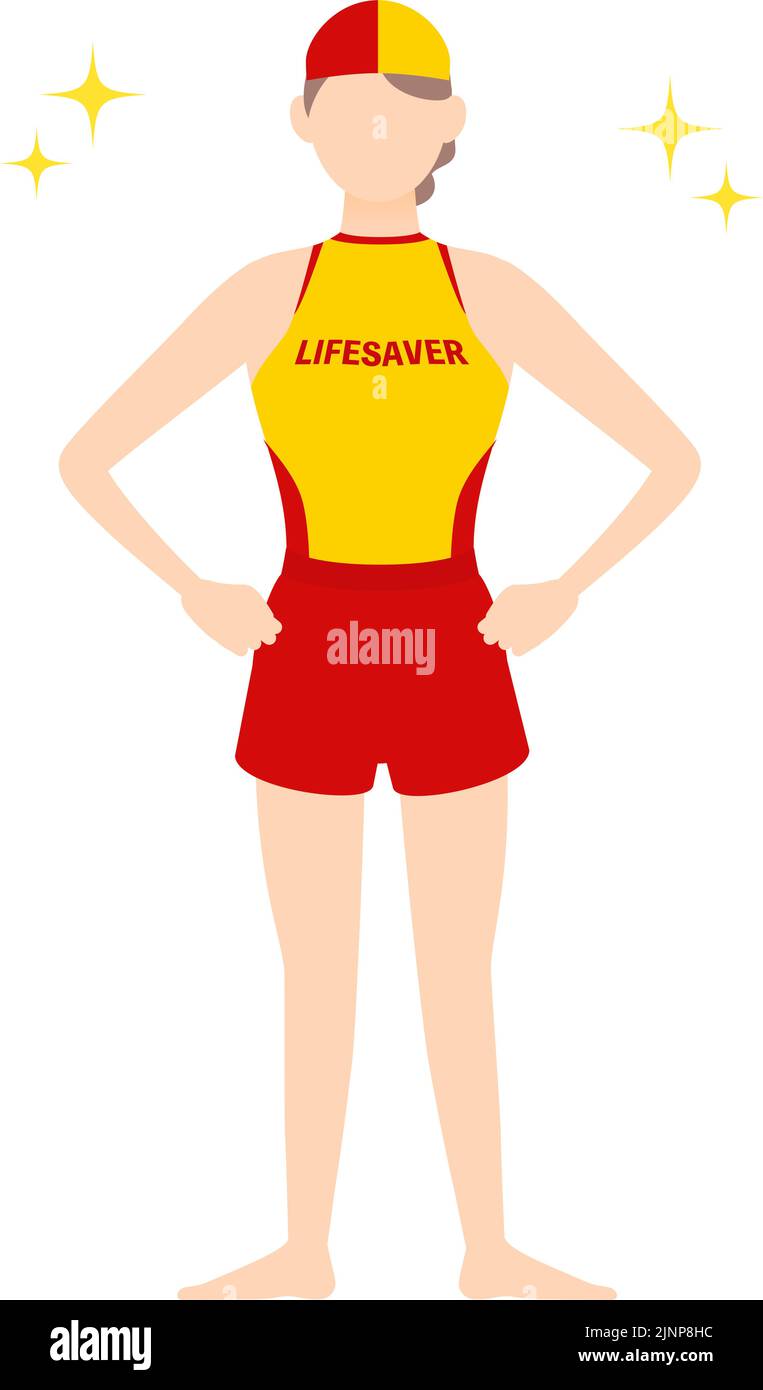 Female lifesavers in poses, Put your hands on your hips with your chest ...