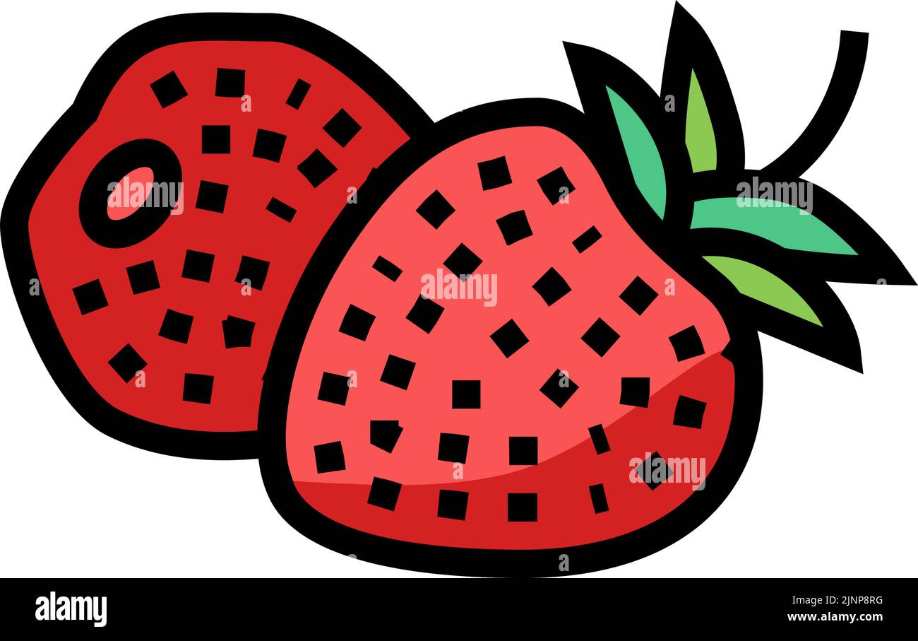 two strawberries color icon vector illustration Stock Vector Image ...