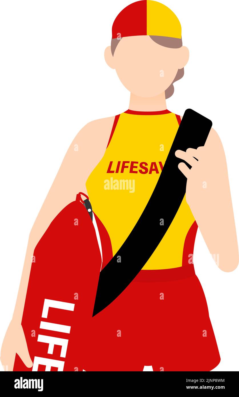 Female lifesavers in poses, Patrol with lifeguard tubes Stock Vector ...