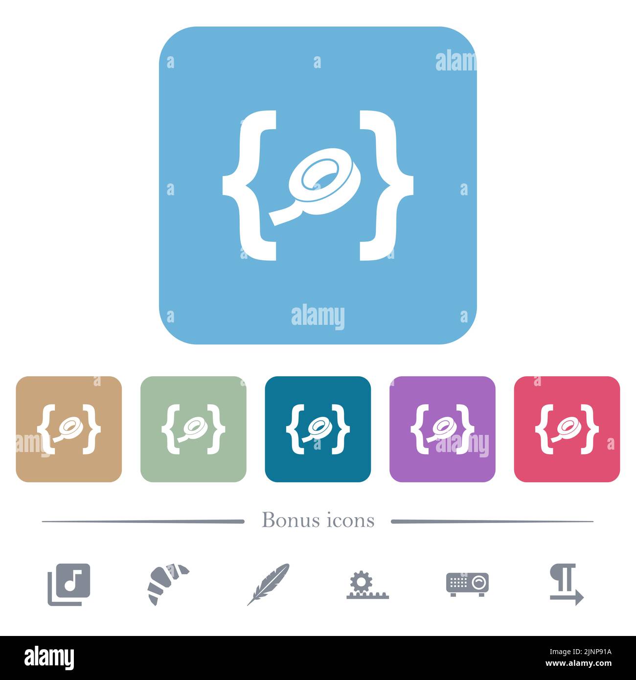 Software patch white flat icons on color rounded square backgrounds. 6 ...