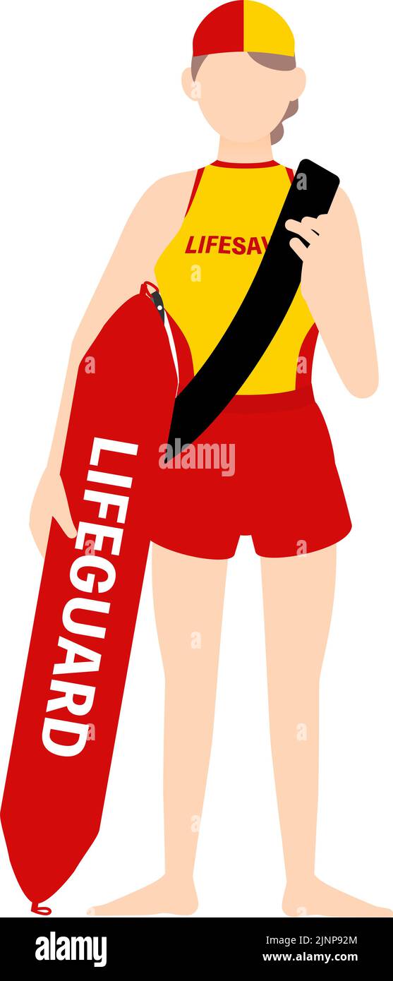 Female lifesavers in poses, Patrol with lifeguard tubes Stock Vector ...