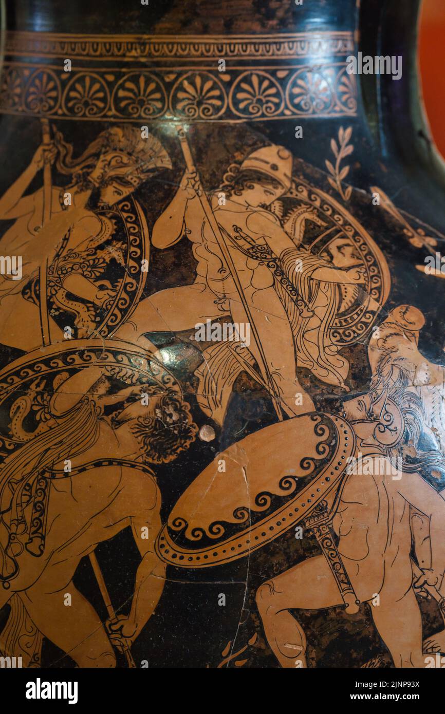 Ancient decorated ceramic pots at the National Archaeological Museum in ...