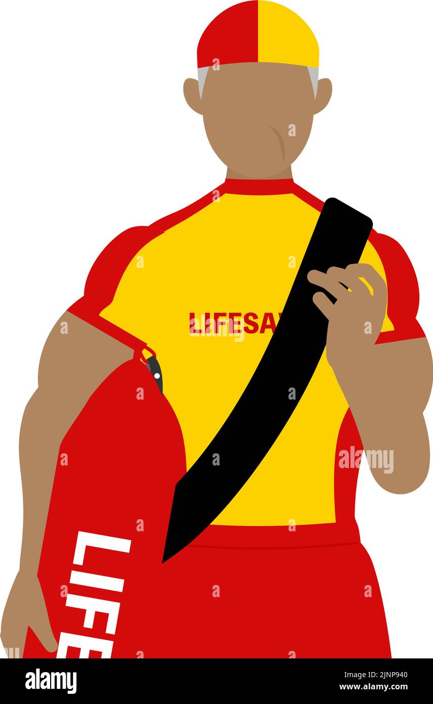 Senior Male lifesavers in poses, Patrol with lifeguard tubes Stock ...