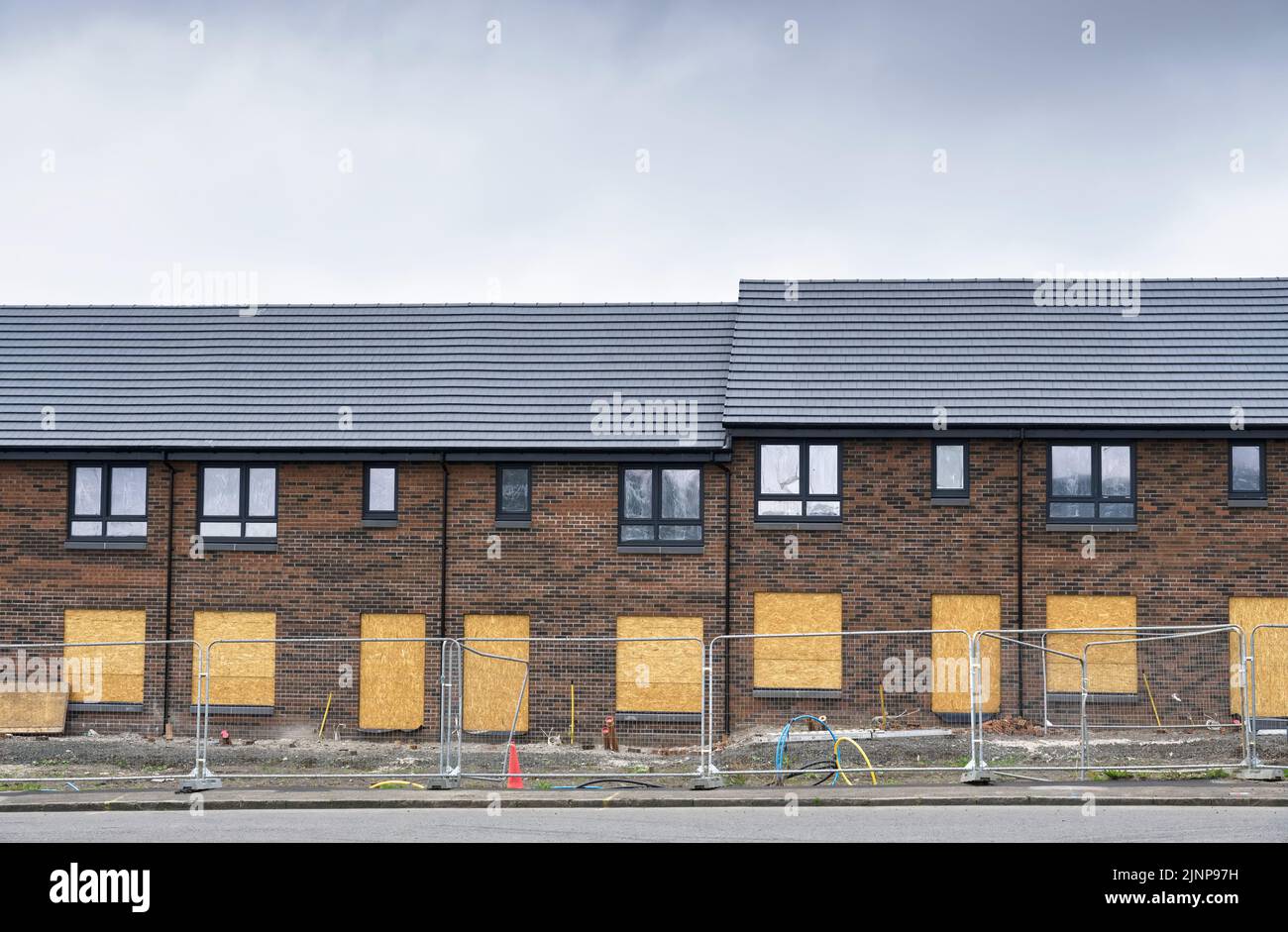 New housing development building council terraced houses Stock Photo ...