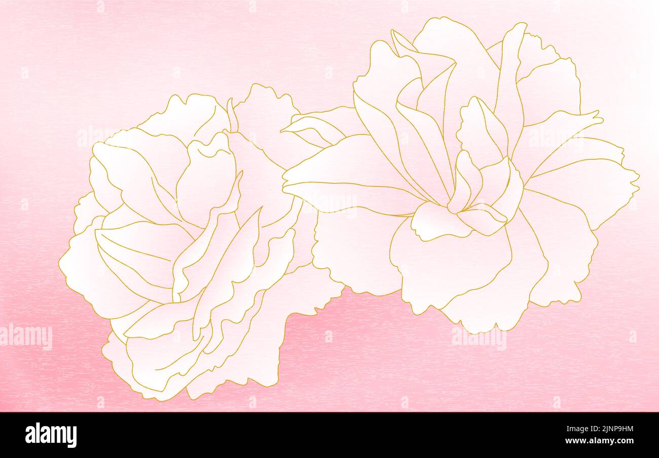 Spring flowers and plants, clumps of double cherry blossoms (peony ...