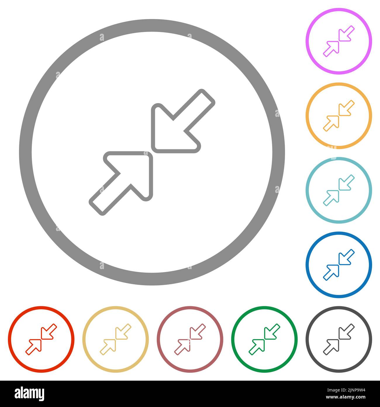 Resize Small Outline Flat Color Icons In Round Outlines On White Background Stock Vector Image