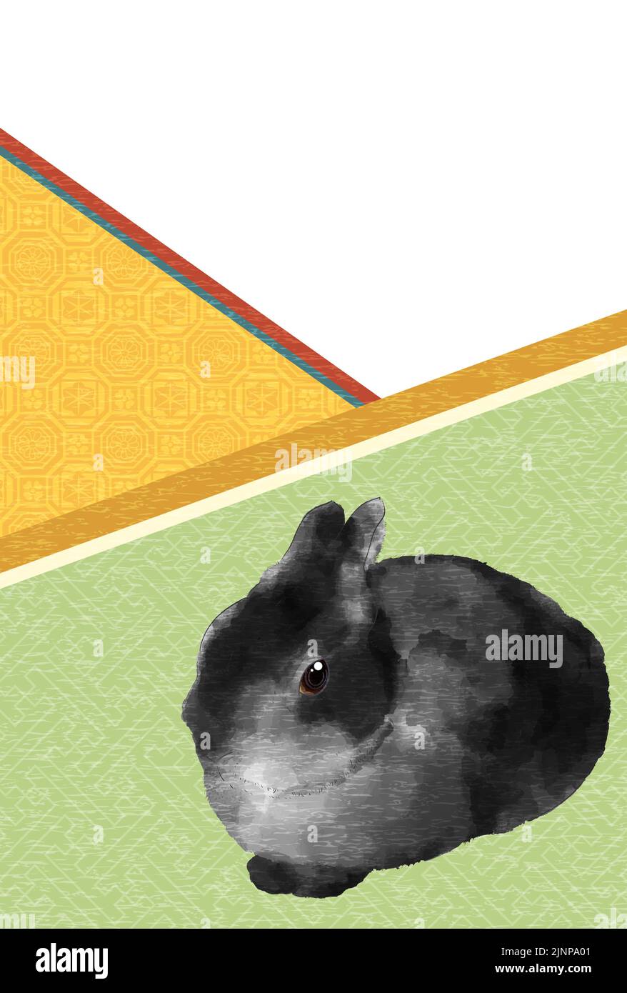 Japanese New Year card for the year of the Rabbit 2023, black rabbit ...