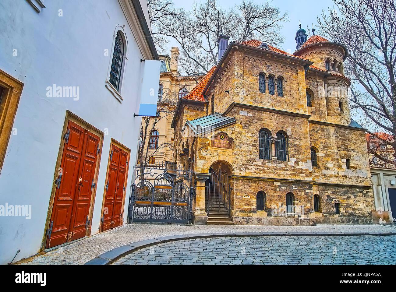 The facade of historic building of Jewish Ceremonial Hall (Obradni sin ...
