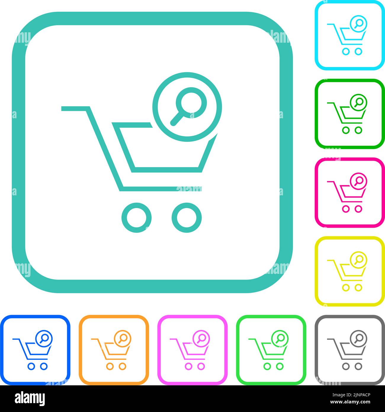 Find cart item outline vivid colored flat icons in curved borders on ...