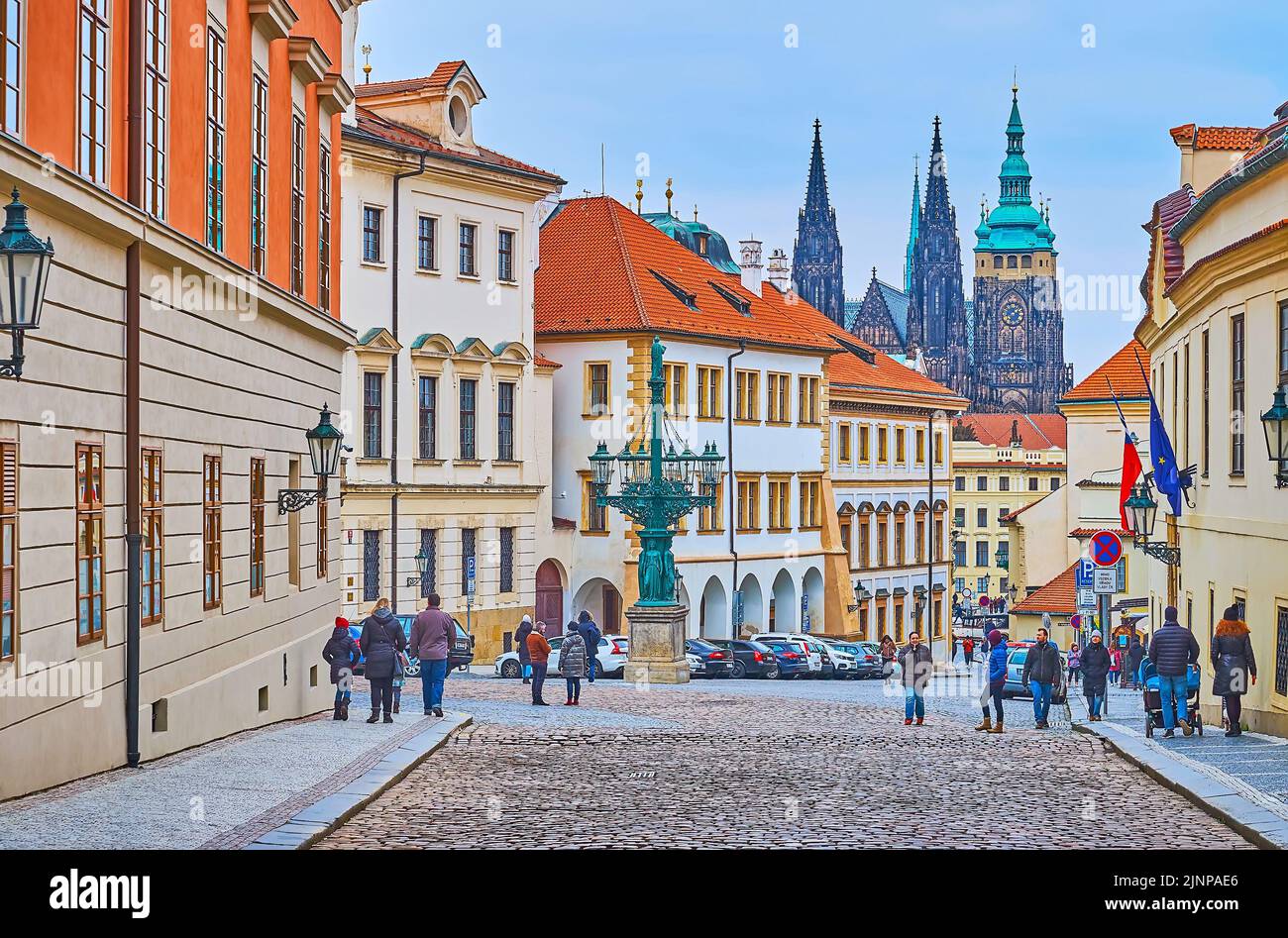 PRAGUE, CZECH REPUBLIC - MARCH 6, 2022: The ornate green Candelabra ...