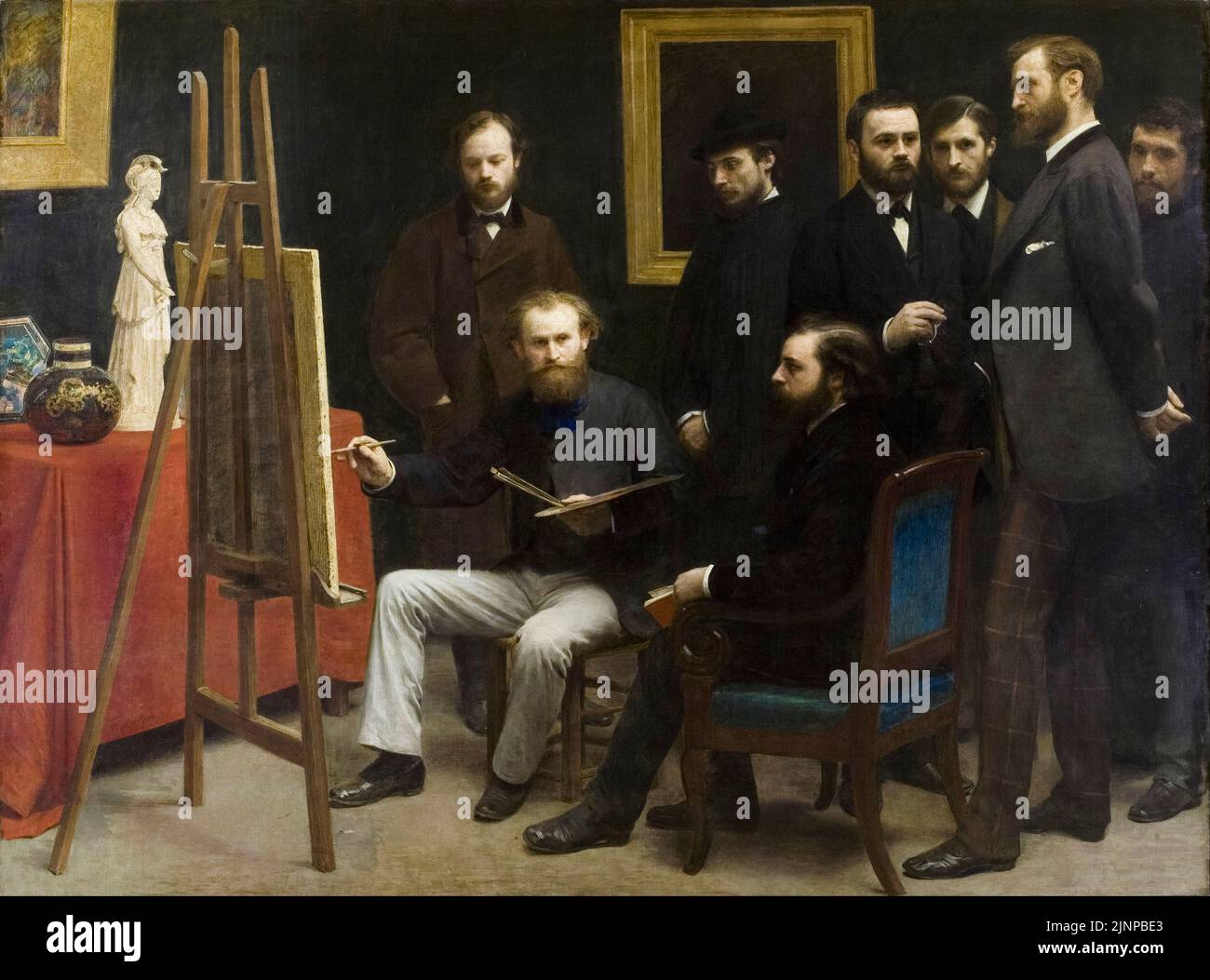 A Studio At Les Batignolles, painting in oil on canvas by Henri Fantin ... A Studio At Les Batignolles, painting in oil on canvas by Henri Fantin ...