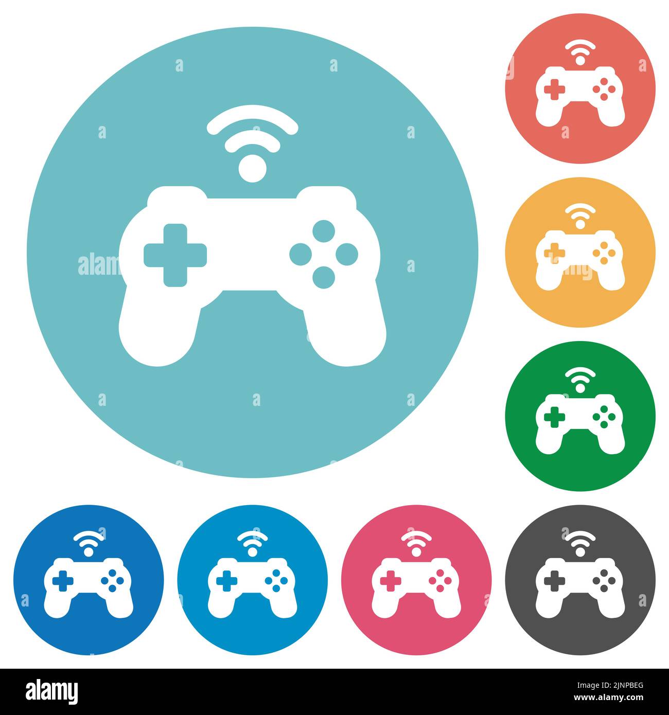 Wireless game controller solid flat white icons on round color backgrounds Stock Vector Image ...