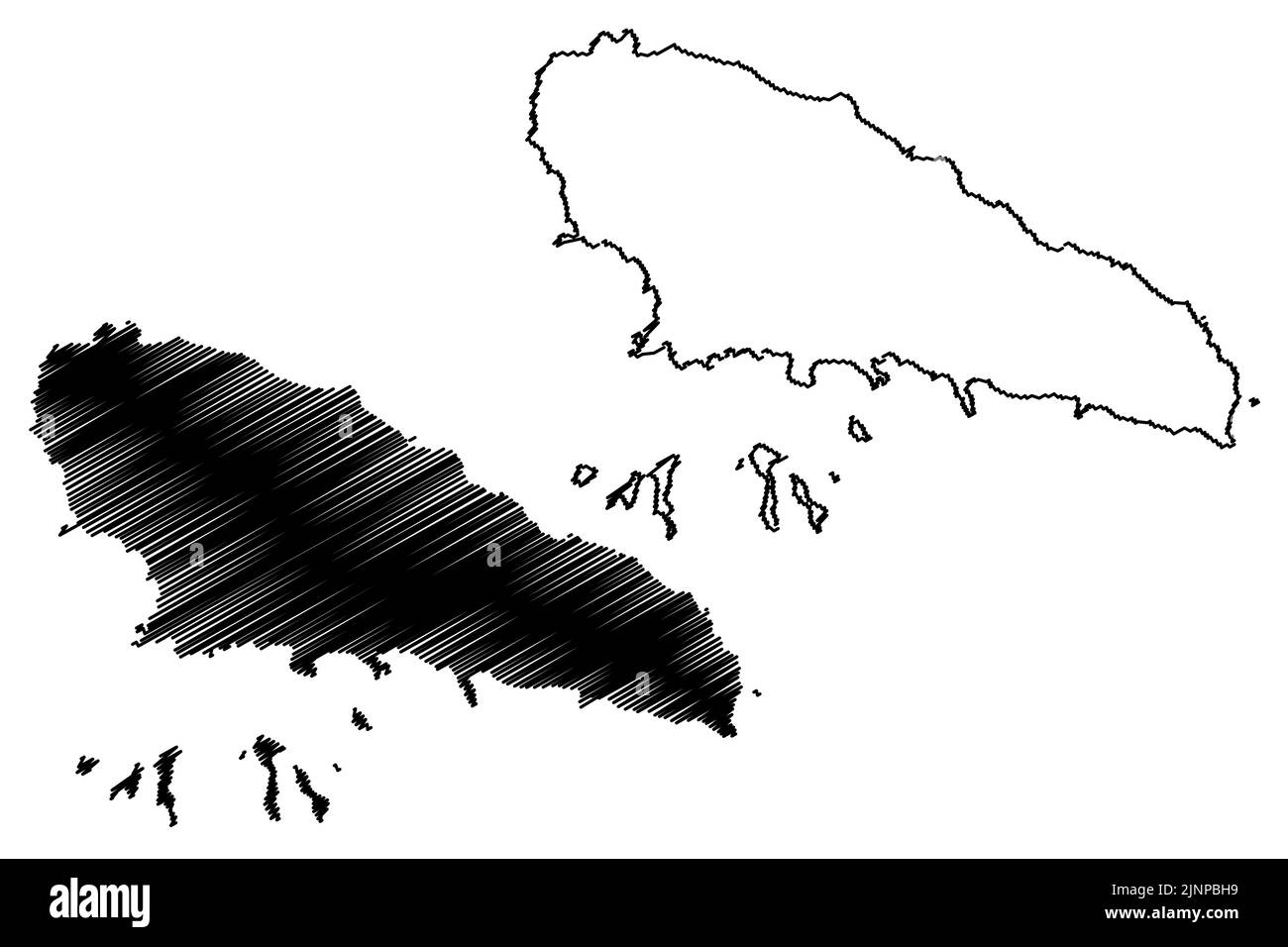 Moheli island (Union of the Comoros, Comoro Islands) map vector illustration, scribble sketch ...
