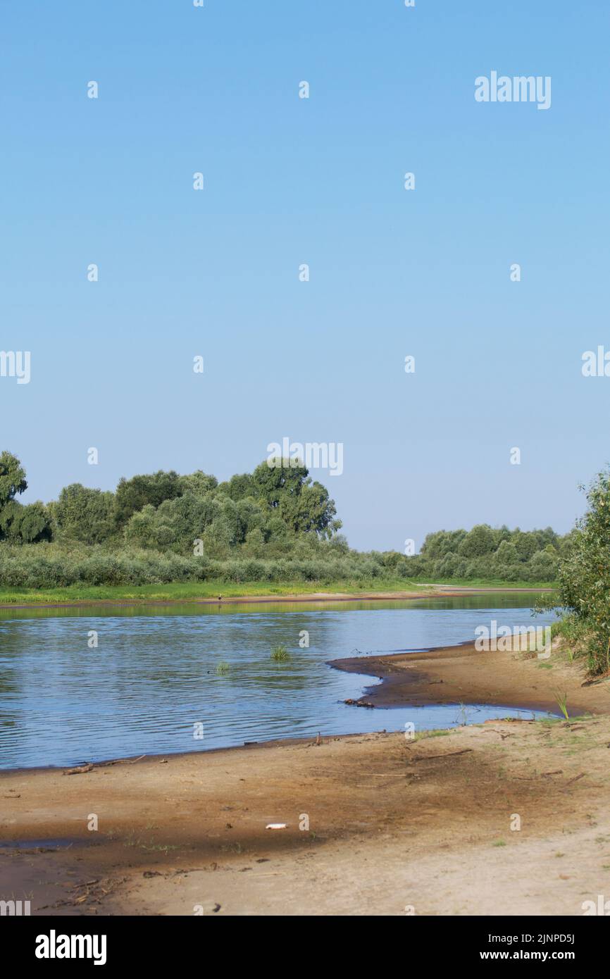 River flows. Both banks are visible with vegetation. The Pripyat River ...