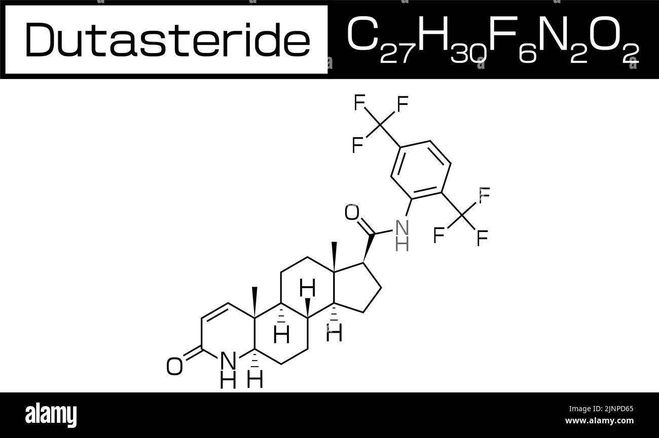 Chemical and structural formula of dutasteride, an ingredient used in ...
