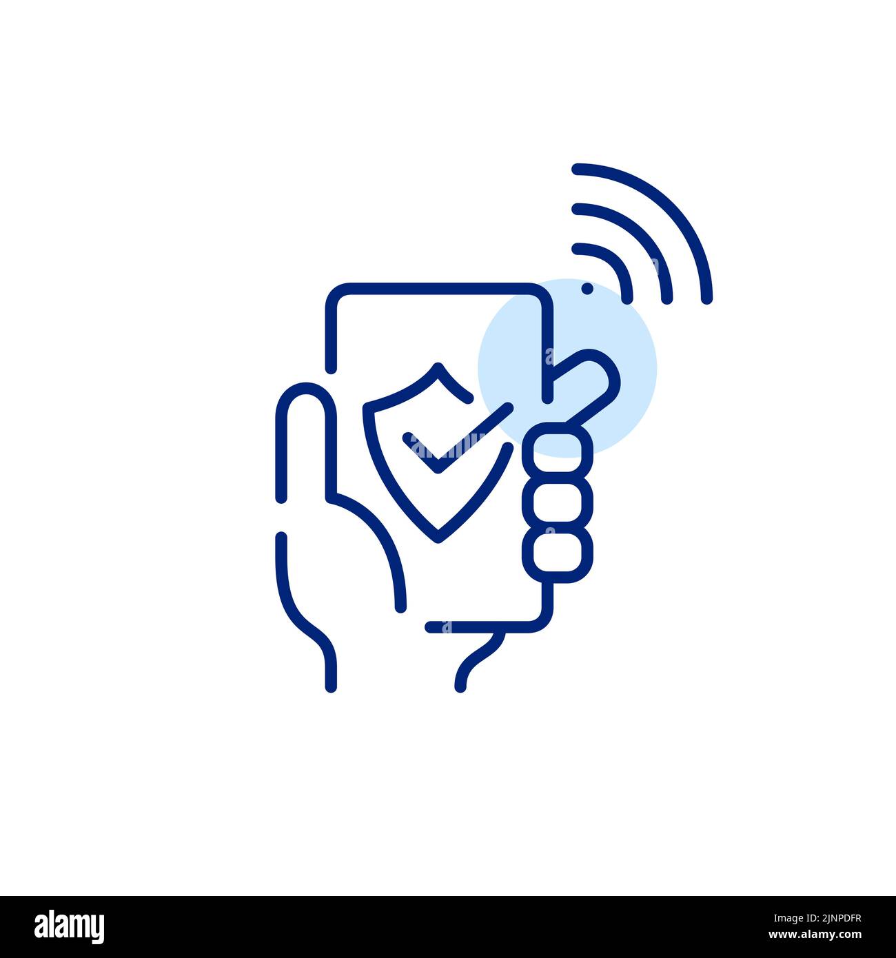 Hand holding a smartphone with secure wifi connection. Pixel perfect ...