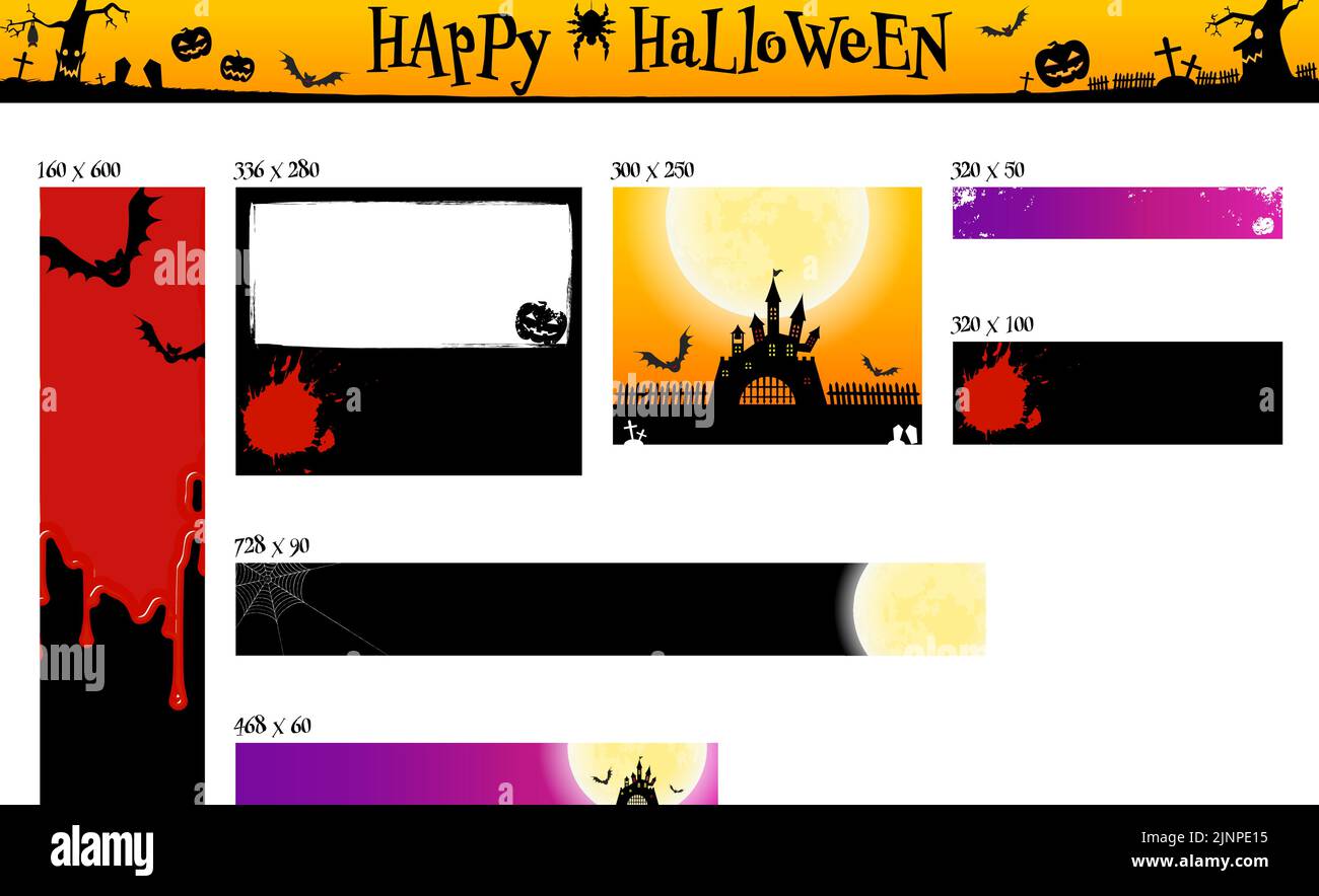 Halloween banner set, for smartphone and PC, without text Stock Vector ...