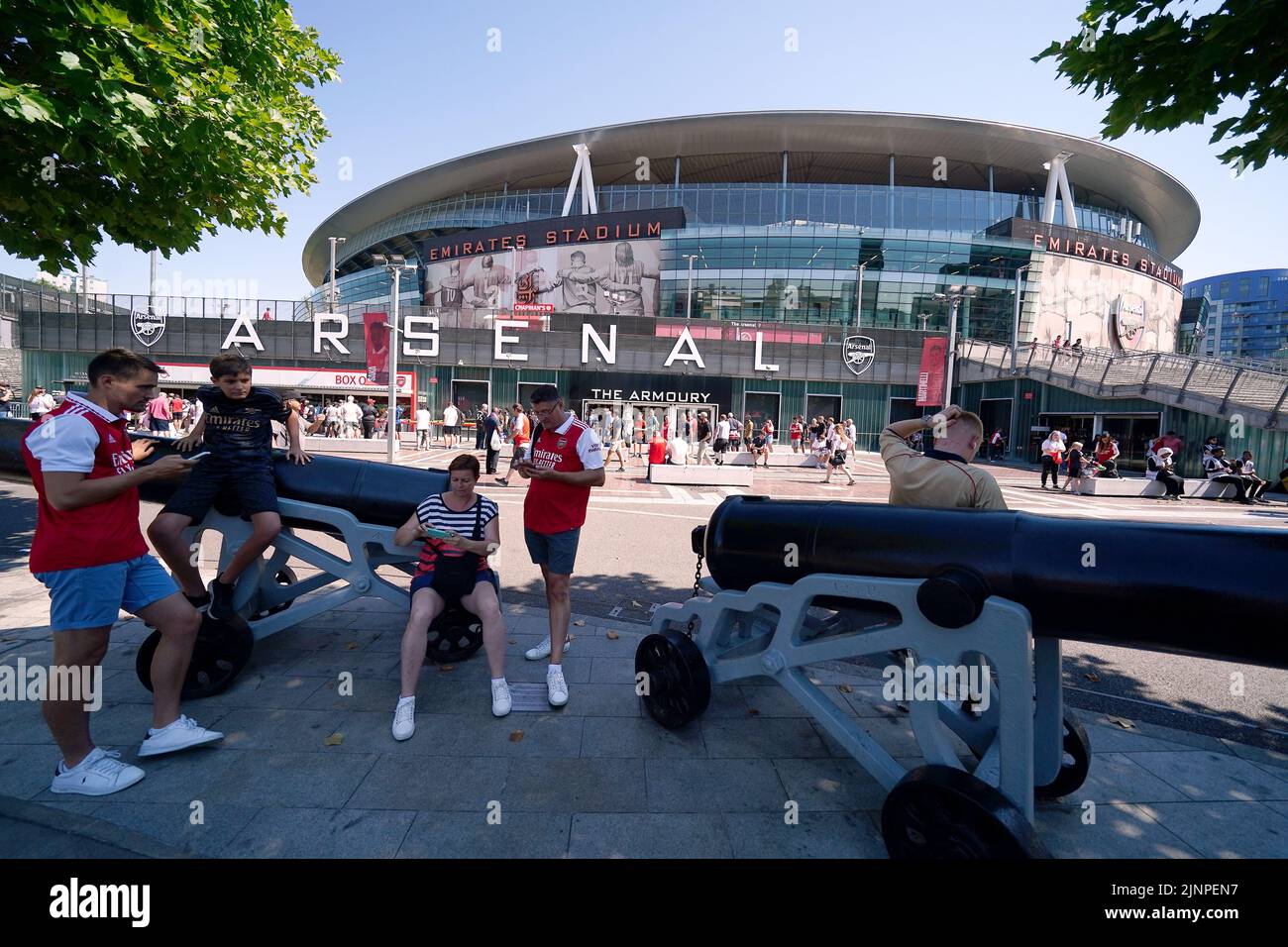 Arsenal fans outside the ground ahead of the Premier League match at ...
