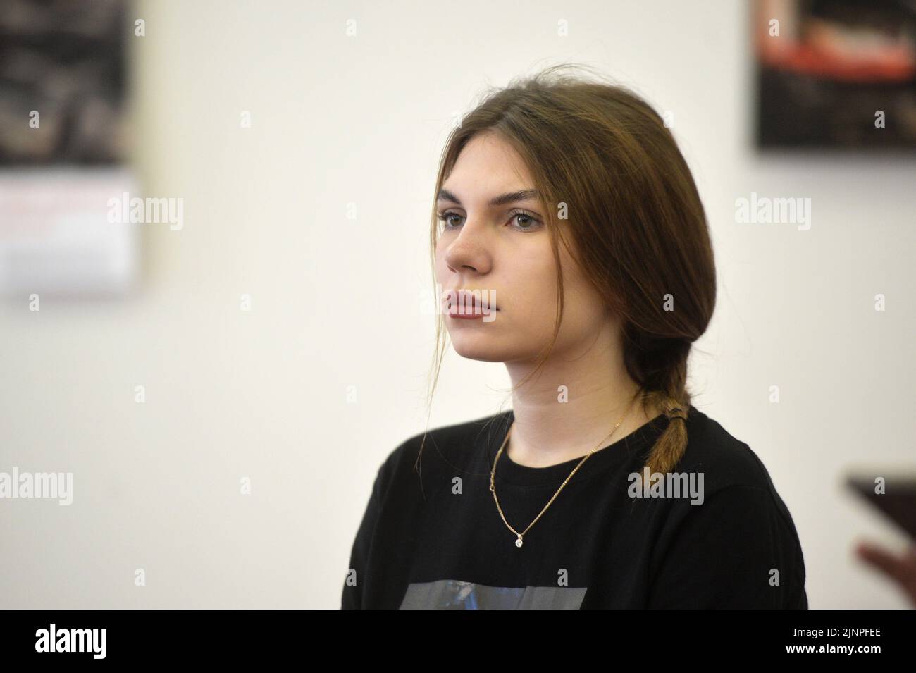 Non Exclusive: KYIV, UKRAINE - AUGUST 12, 2022 - Sister of an Azov Regiment soldier Daria ...