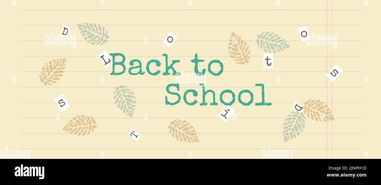Welcome back to school banner vintage collage, leaf, leaf print ...