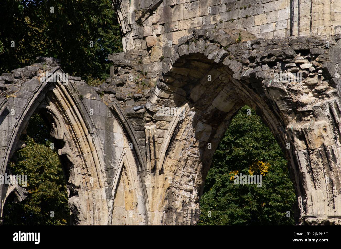 Close up of the ruined arches in St Mary's Abbey, York Stock Photo - Alamy