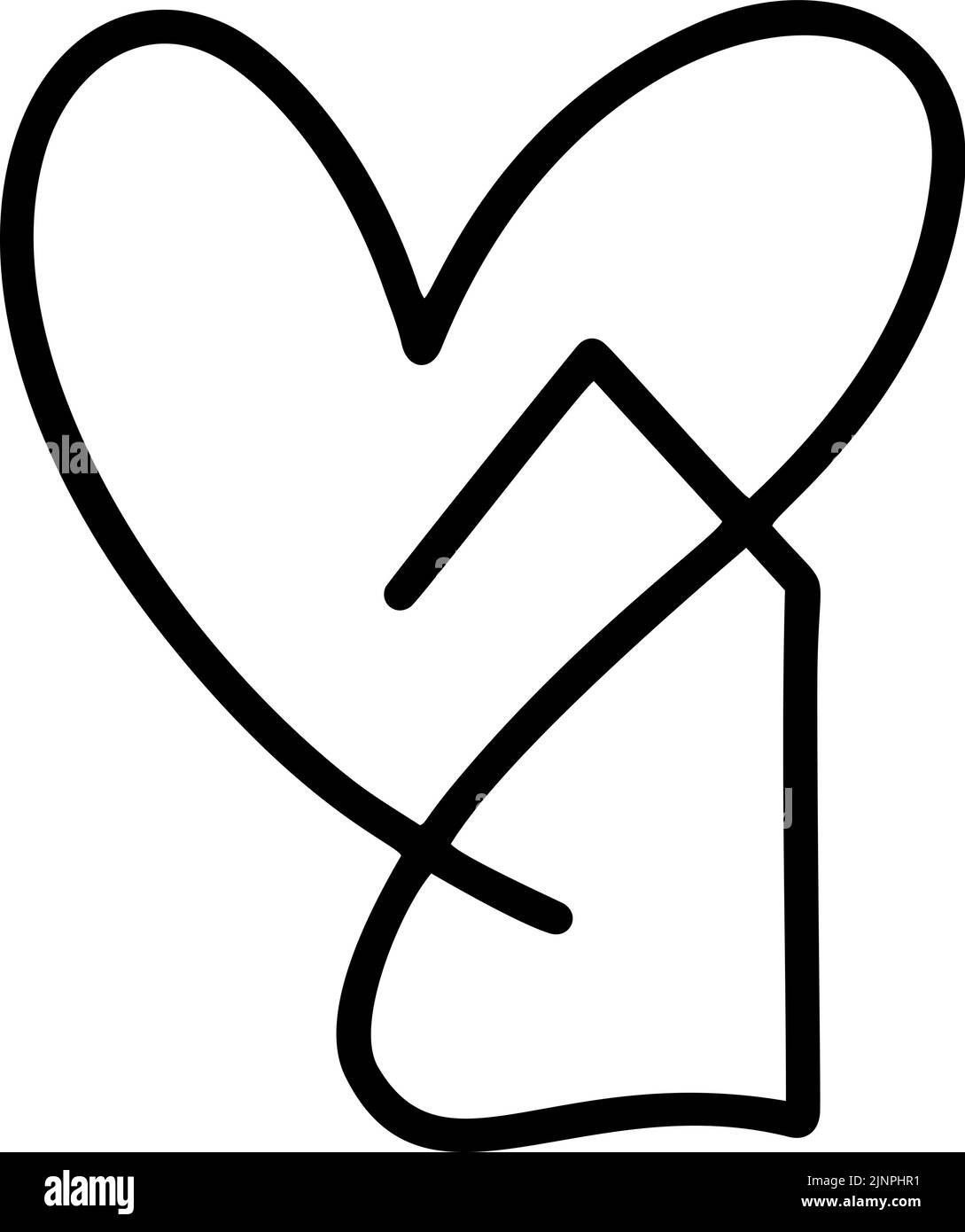 House with heart vector hand drawn monoline logo icon real estate one ...