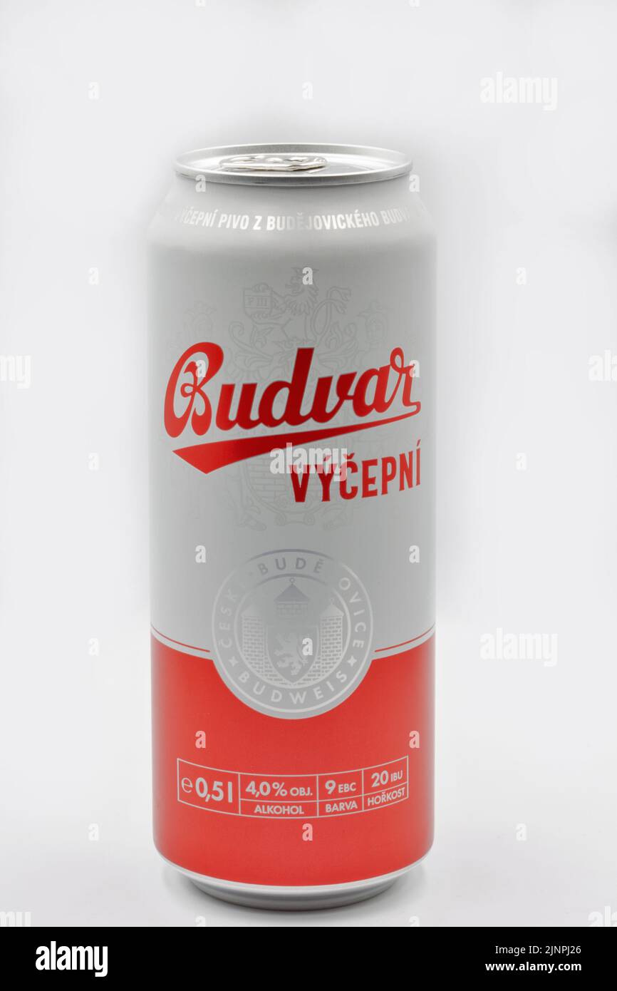 Kyiv, Ukraine - June 18, 2022: Studio shoot of Budvar Vycepni beer can ...