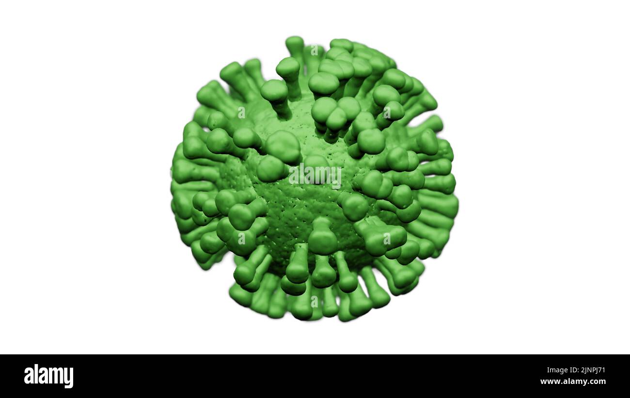 Illustration of a single green virus cell isolated on white background ...