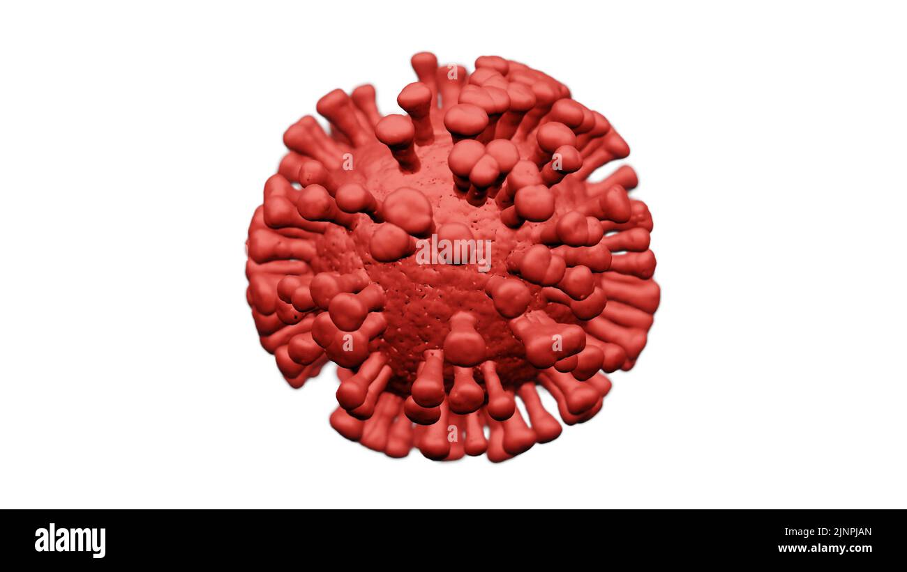 Illustration of a single red virus cell isolated on white background ...