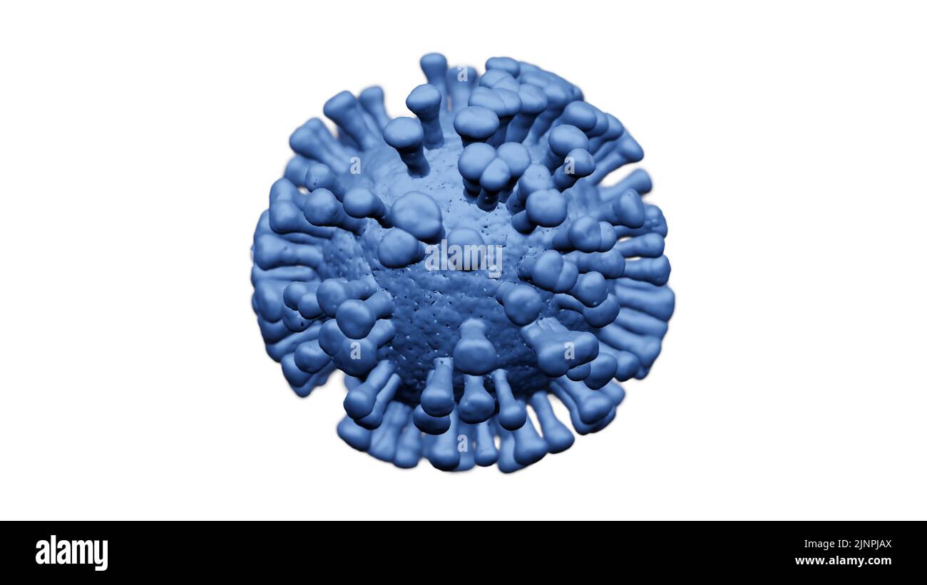 Illustration of a single blue virus cell isolated on white background ...